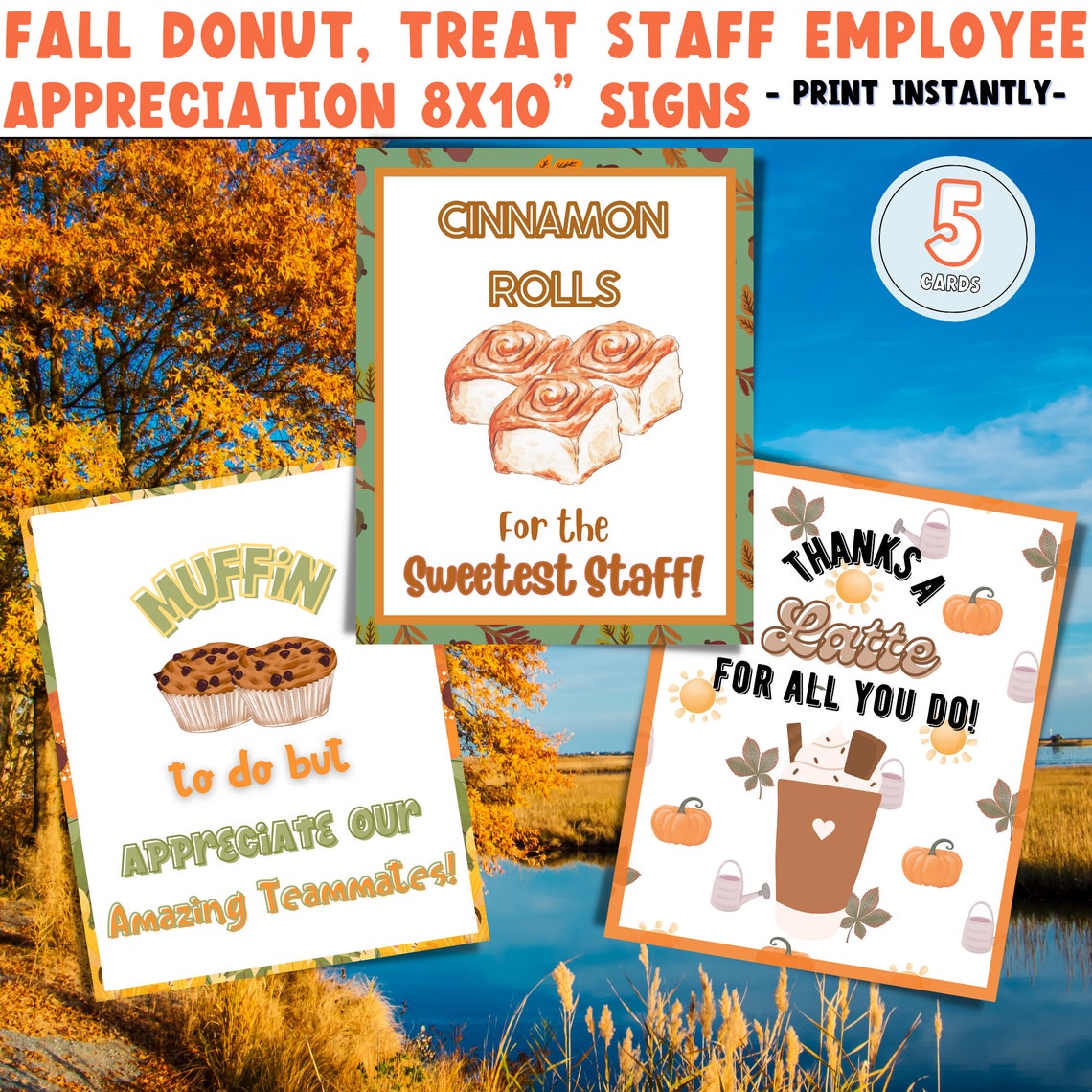 FALL DONUT & Staff APPRECIATION Signs|5 Snack and Treat Signs|thank ...