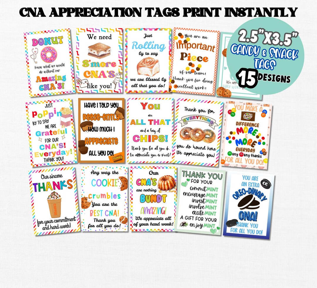 CNA Appreciation Thank You Gift Tag Bundle|staff Nurse Employee ...