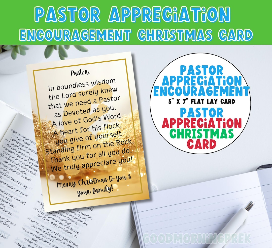CHRISTMAS PASTOR APPRECIATION Card|encouragement Flat Lay Gift Card ...