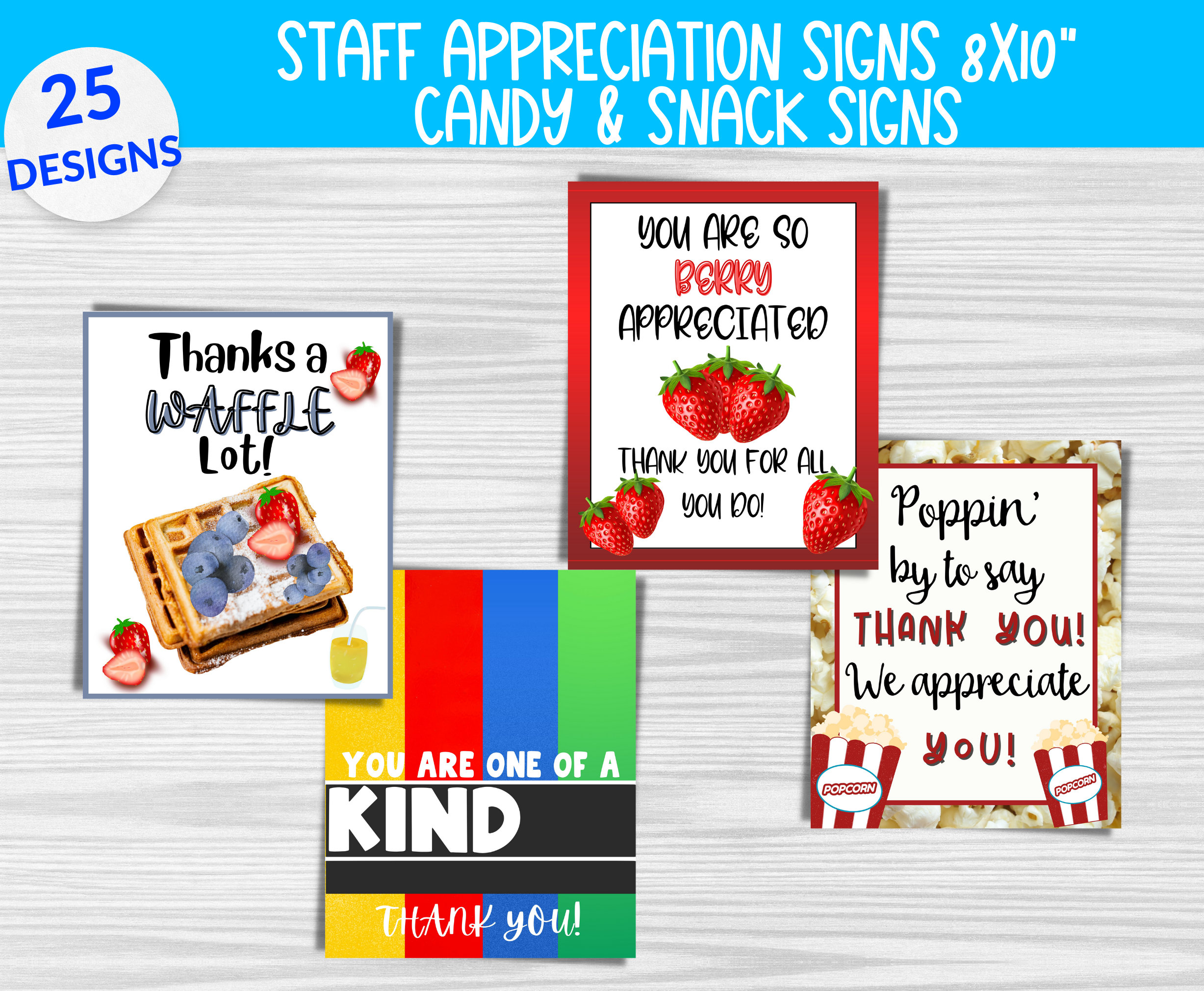 Teacher Appreciation Snack Signs Bundle: 25 Designs (digital Download ...