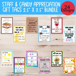 Appreciation Gift Tags Bundle: Staff, Teacher, Employee Treats (digital ...