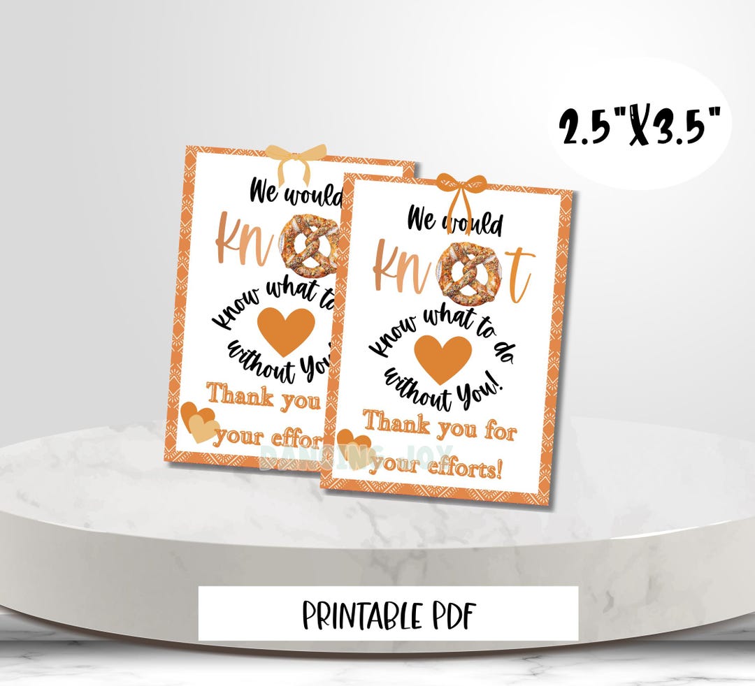 Pretzel Teacher Appreciation Thank You Gift Tag|teacher-staff Nurse ...