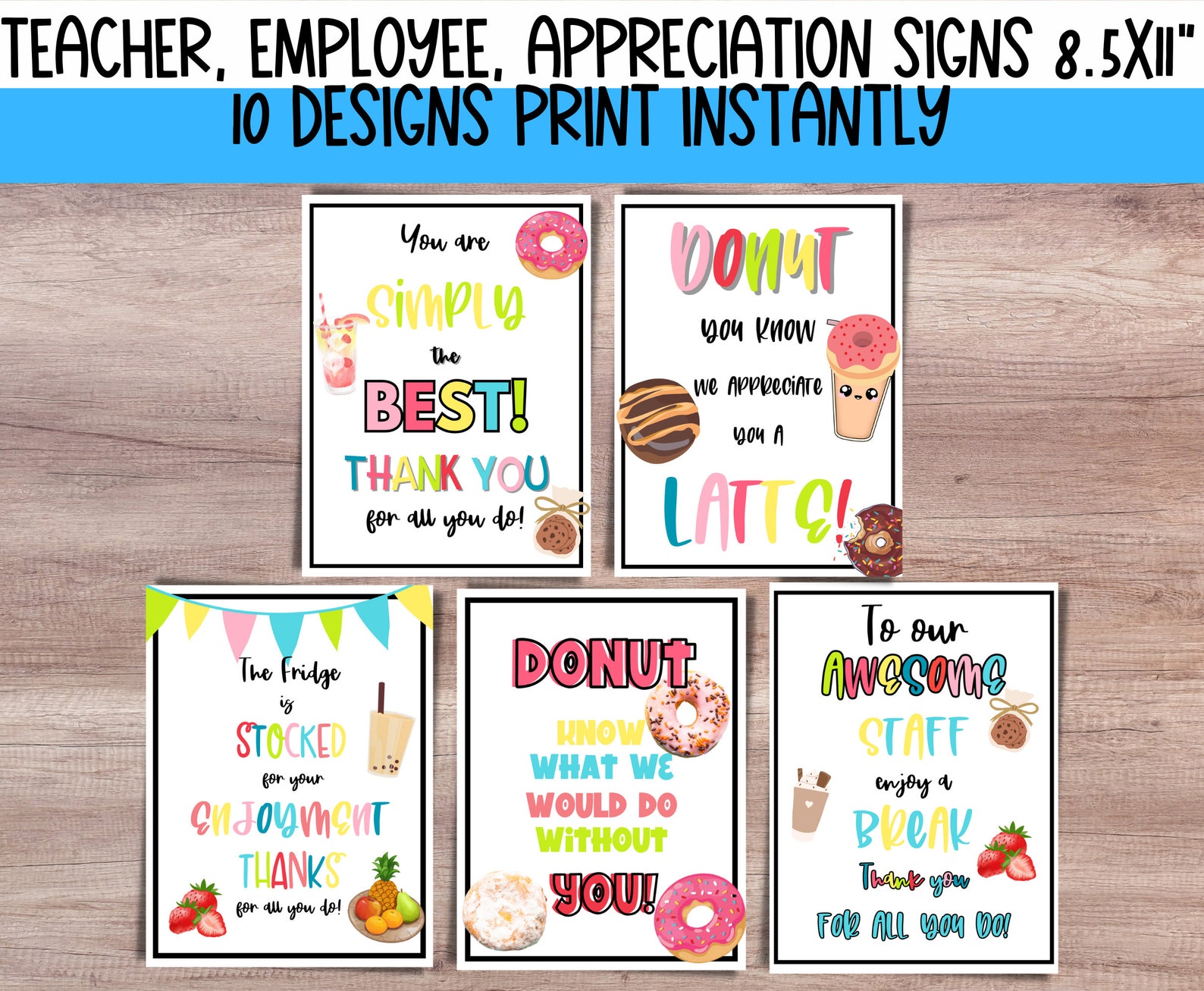 10 TEACHER APPRECIATION Snack & Treat Signs Bundle|staff and Employee ...