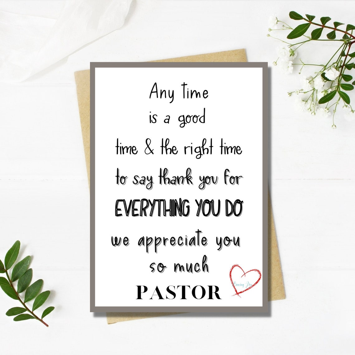 PASTOR APPRECIATION Flatlay Gift Cardpastor Thank Yousay Thank You to ...