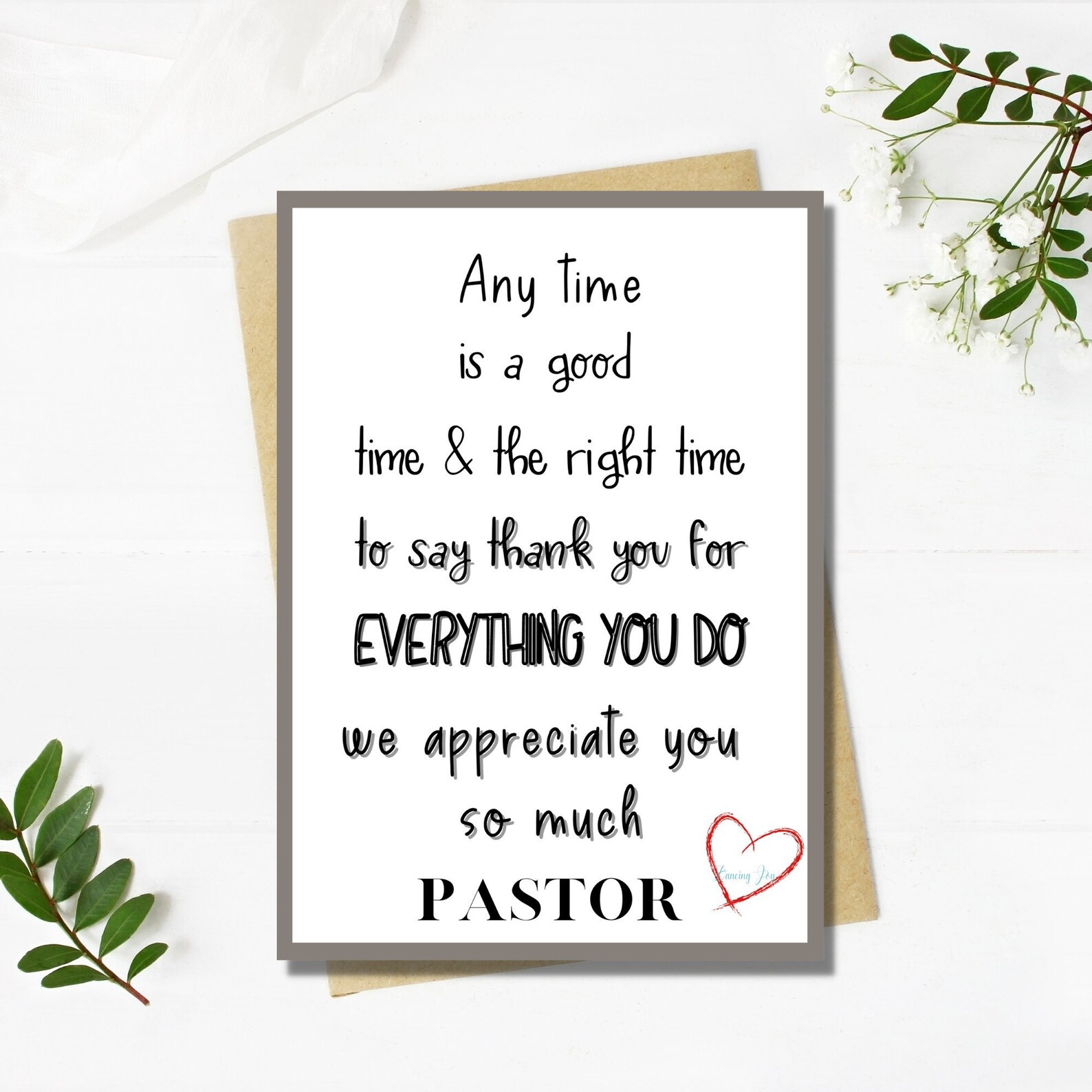 PASTOR APPRECIATION Flatlay Gift Cardpastor Thank Yousay Thank You to ...