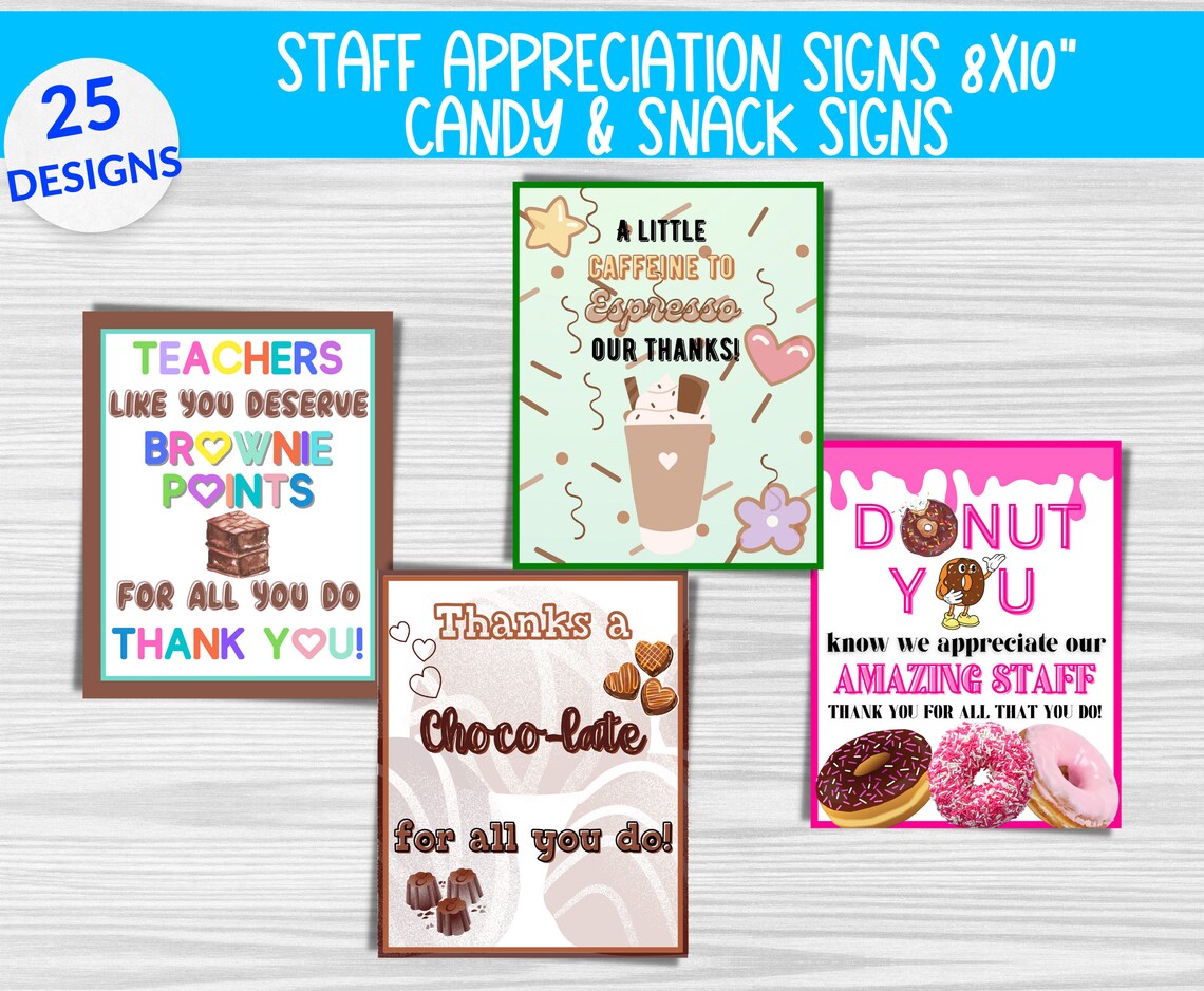 25 Employee APPRECIATION Signsemployee Appreciation Sign Bundlestaff ...