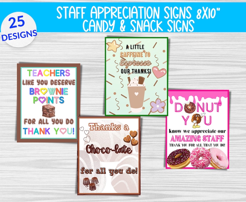 Teacher Appreciation Snack Signs Bundle: 25 Designs (digital Download ...