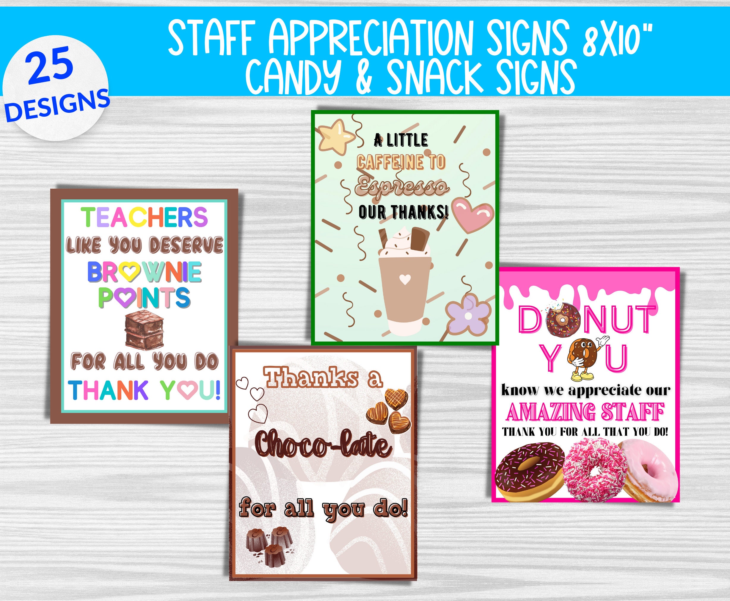 Teacher Appreciation Snack Signs Bundle: 25 Designs (digital Download ...
