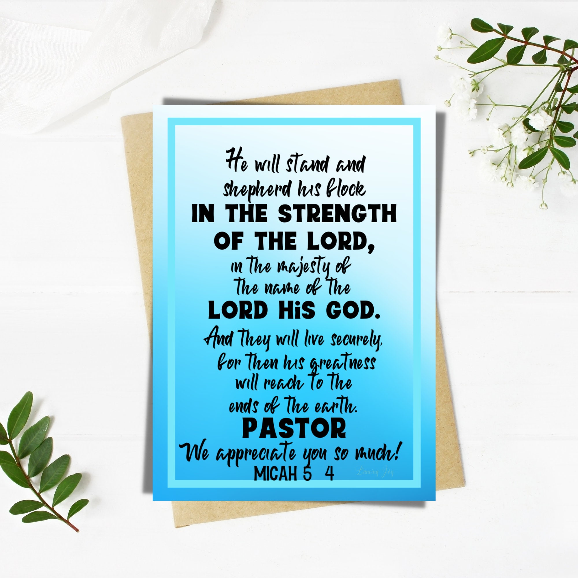 Pastor Appreciation Gift Card Bundle: Thank You Flat Lay Cards (5"x7 ...