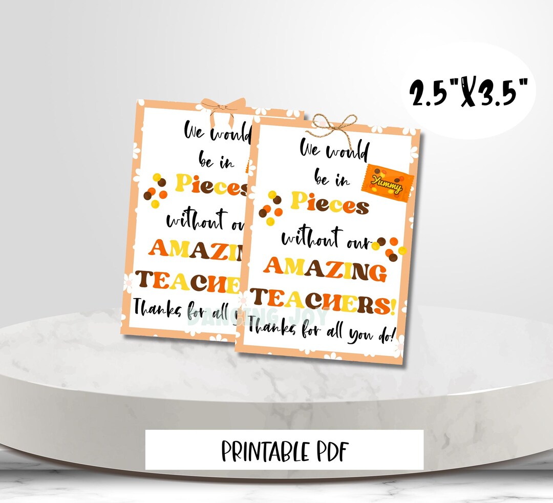 Teacher Appreciation Gift Tag: Treat & Snack Thank You (digital ...