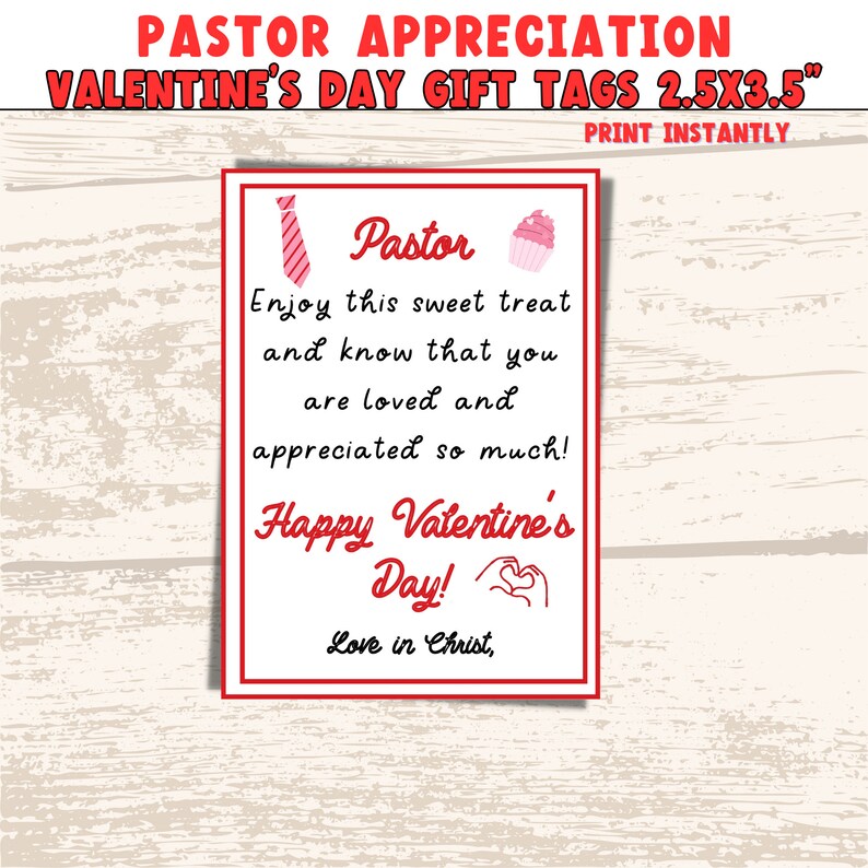 VALENTINE'S PASTOR APPRECIATION 3 Gift Tagspastor Valentine's Gift ...
