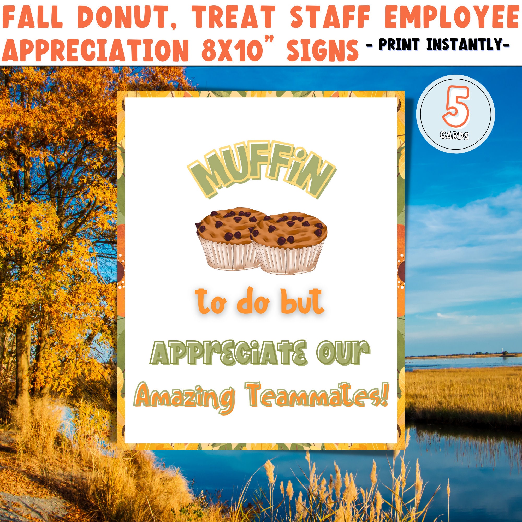 FALL DONUT & Staff APPRECIATION Signs|5 Snack and Treat Signs|thank ...