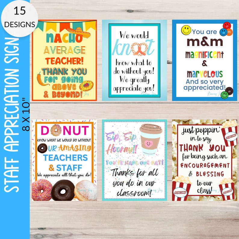 15 TEACHER APPRECIATION Snack & Treat Signs Bundle|staff and Employee ...