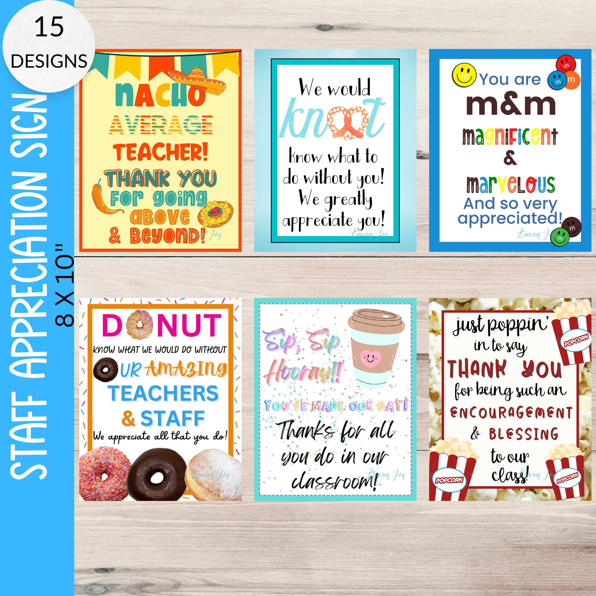 15 TEACHER APPRECIATION Snack & Treat Signs Bundle|staff and Employee ...