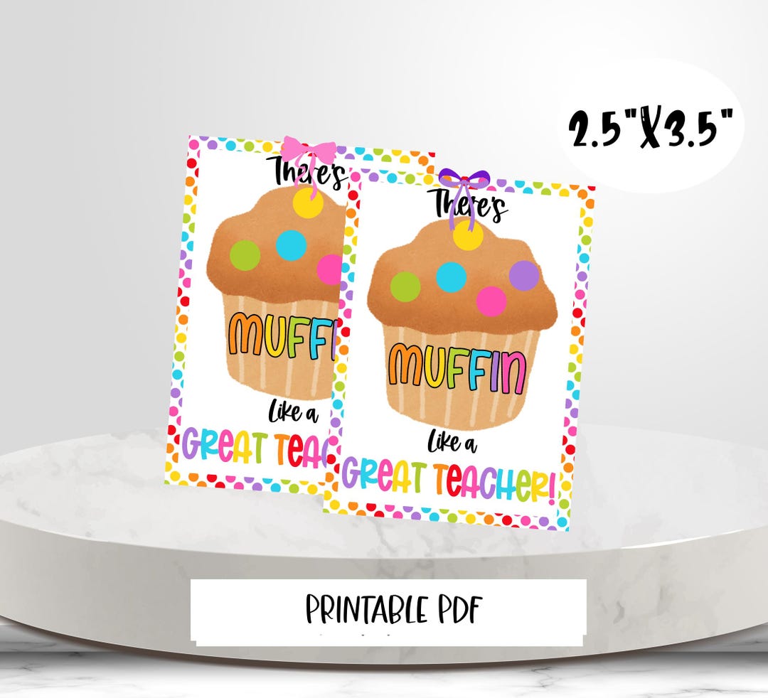 Muffin Appreciation Gift Tag: Teacher, Nurse, Staff Thank You (digital ...