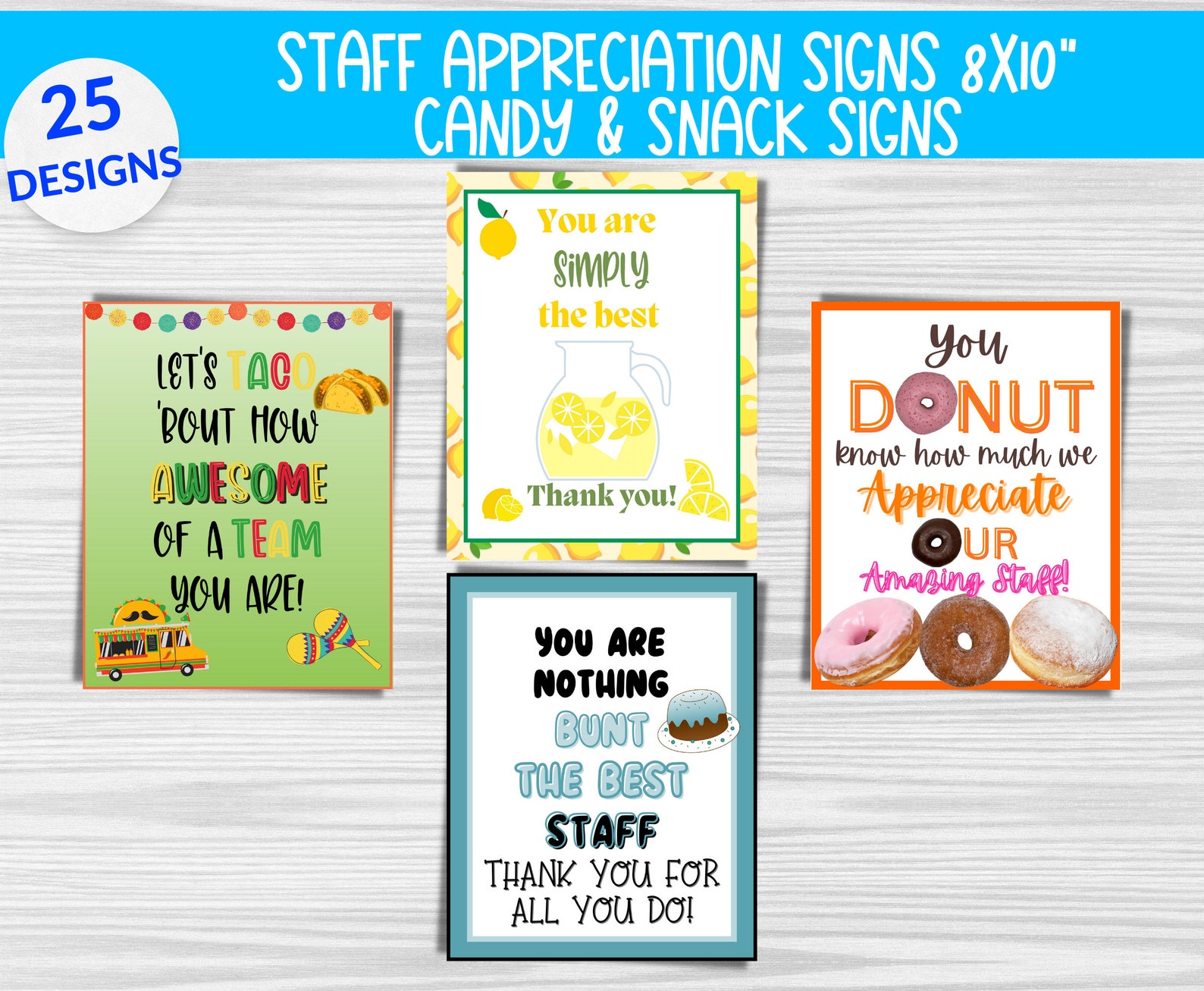 25 Employee APPRECIATION Signs|employee Appreciation Sign Bundle|staff ...
