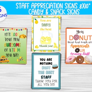 Teacher Appreciation Snack Signs Bundle: 25 Designs (digital Download ...
