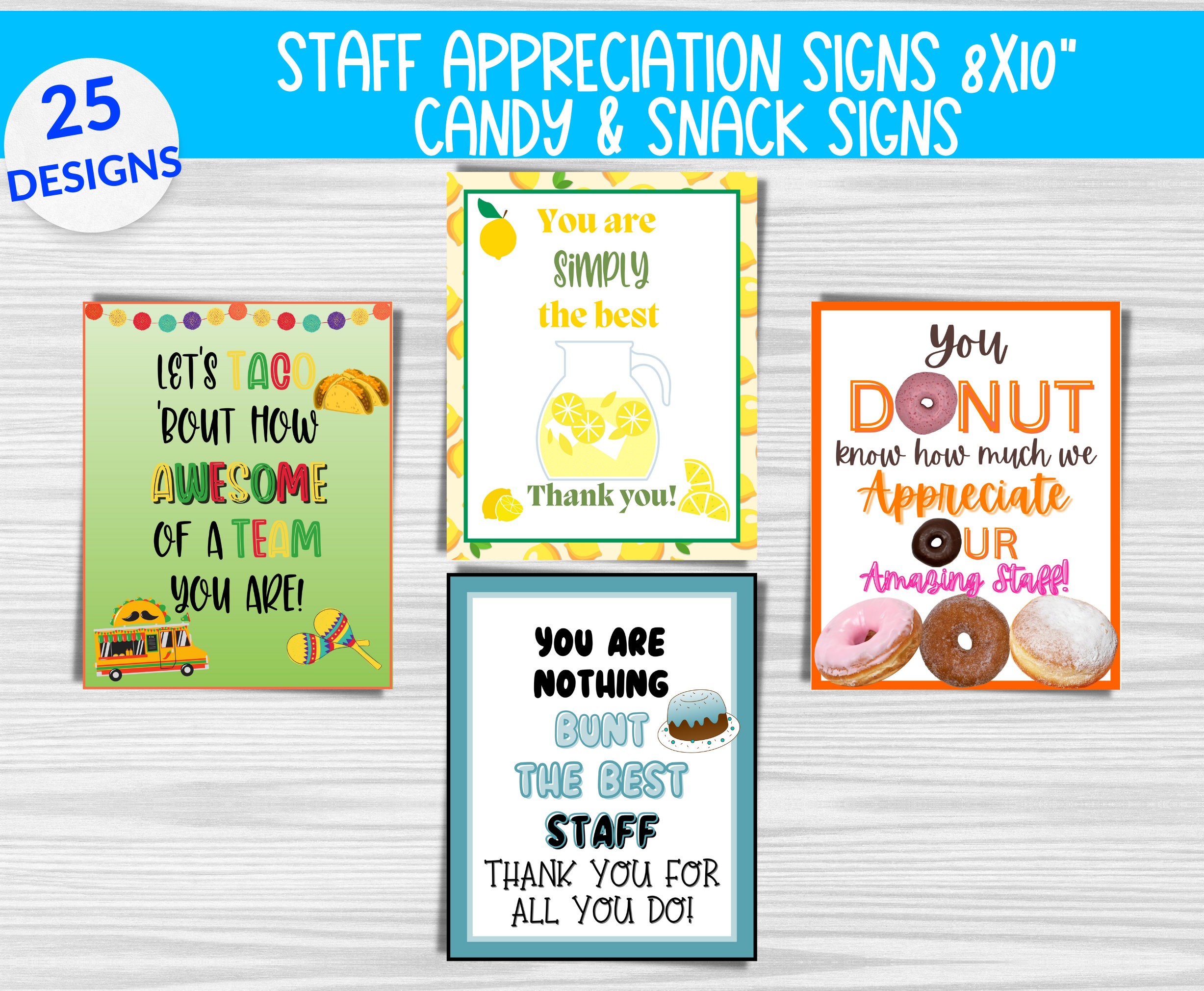 Teacher Appreciation Snack Signs Bundle: 25 Designs (digital Download ...