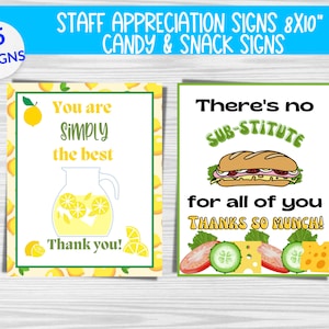Teacher Appreciation Snack Signs Bundle: 25 Designs (digital Download ...