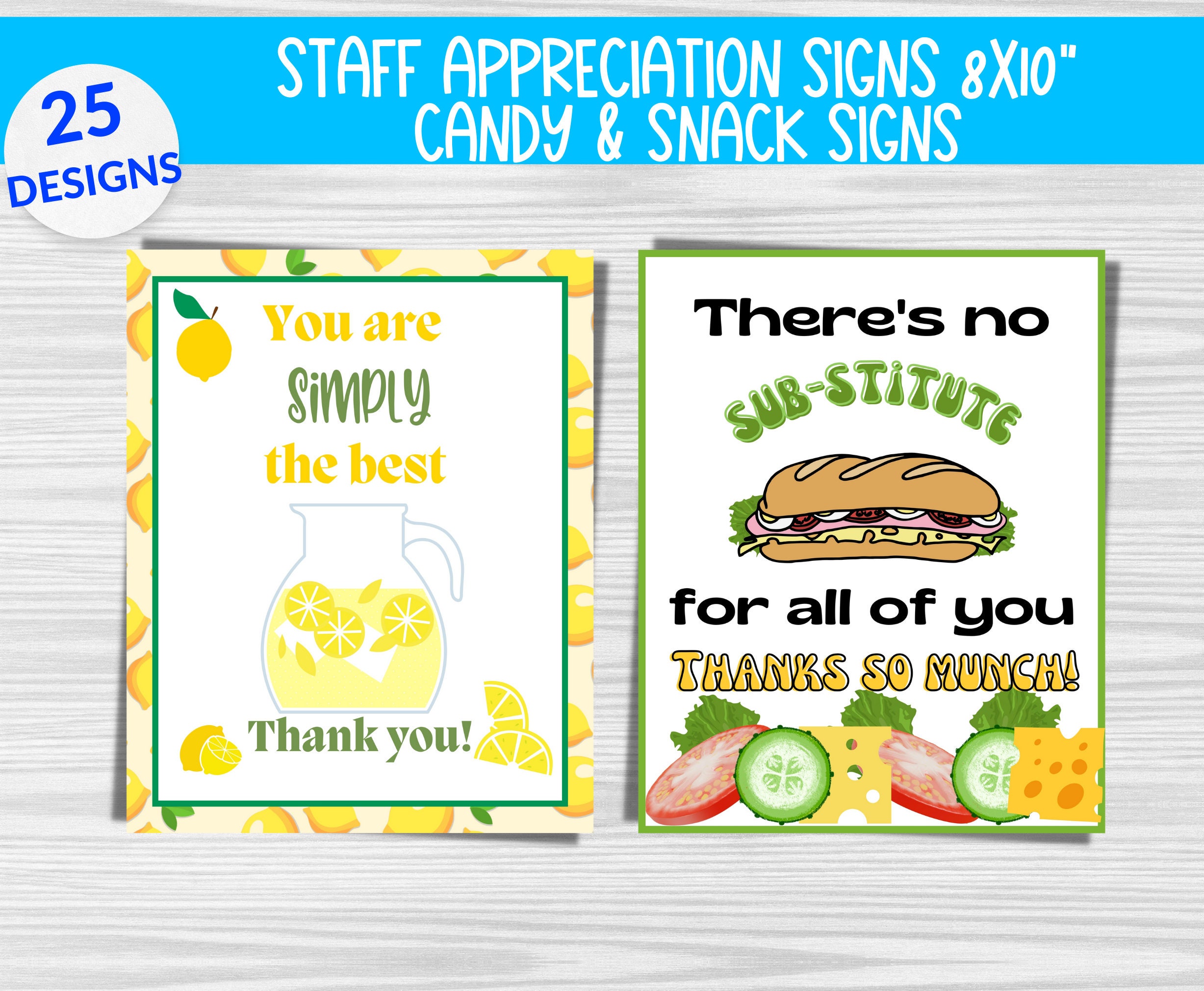 Teacher Appreciation Snack Signs Bundle: 25 Designs (digital Download ...