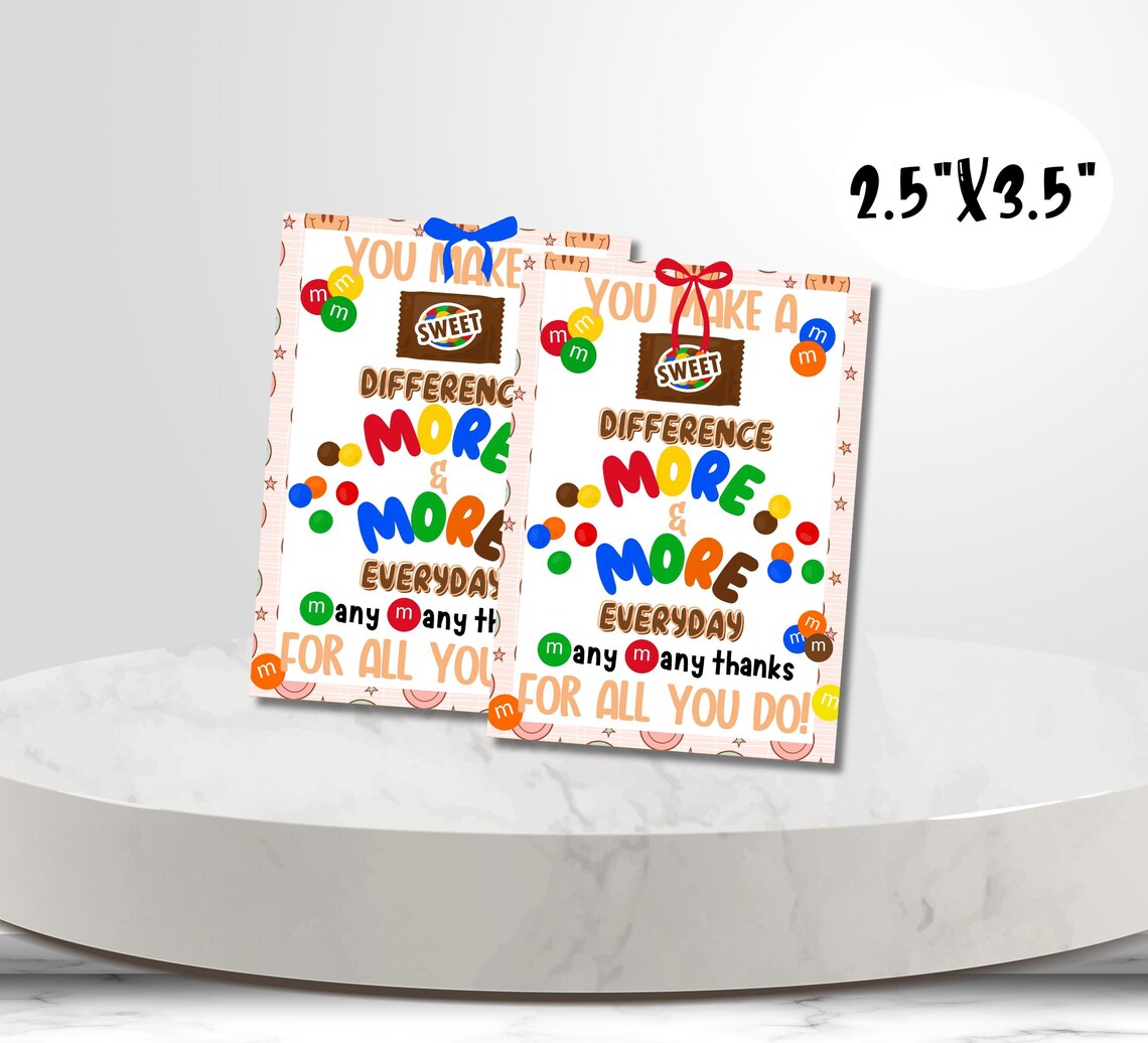 Candy Thank You Gift Tag: Employee/teacher Appreciation (digital ...