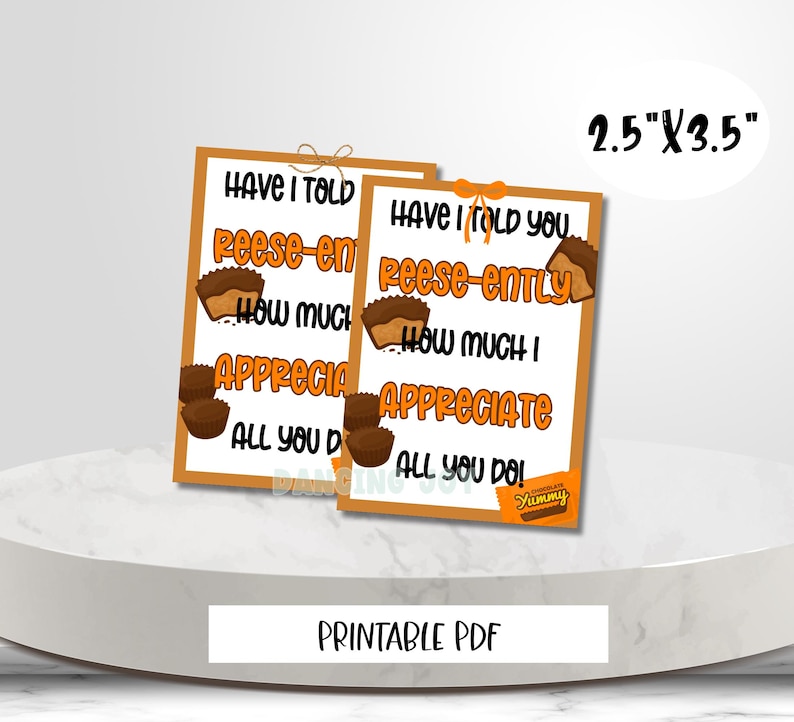 Reeses Thank You Gift Tag: Teacher, Nurse, Staff Appreciation (digital ...