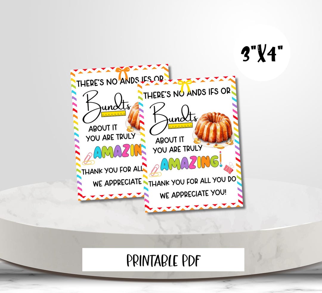Staff Appreciation Gift Tag: Bundt Cake Treat, 3x4 (digital Download ...
