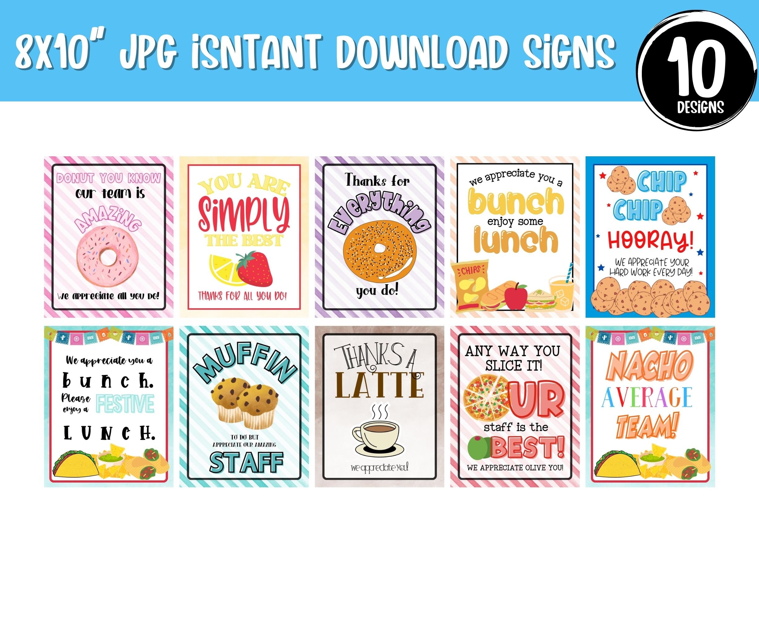 Teacher Appreciation Snack Signs Bundle: Staff Thank You (digital ...