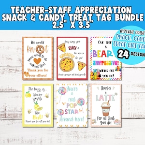24 Staff & Candy APPRECIATION Gift Tags Bundle|teacher Appreciation ...