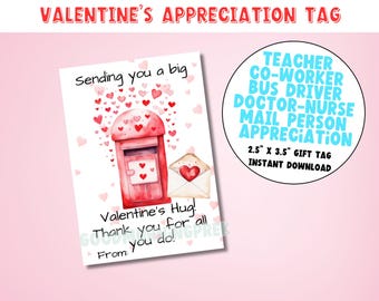 VALENTINE'S Day APPRECIATION Gift Tag | Teacher Appreciation Gift Tag ...