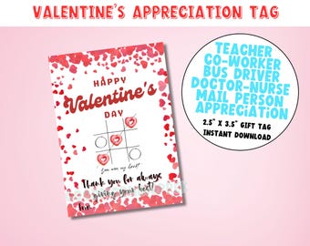 VALENTINE'S Day APPRECIATION Gift Tag | Teacher Appreciation Gift Tag ...