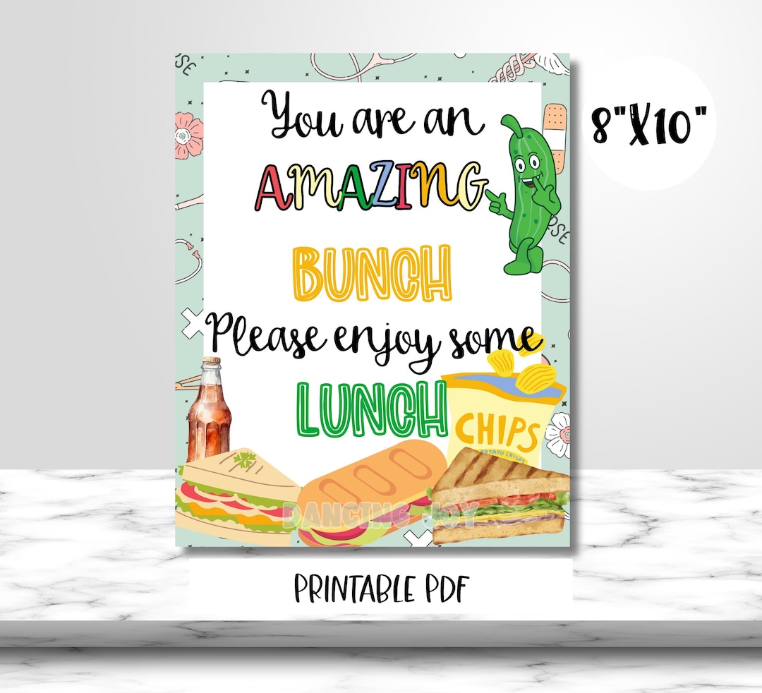 Lunch Appreciation Sign: Teacher, Staff Thank You (digital Download) - Etsy