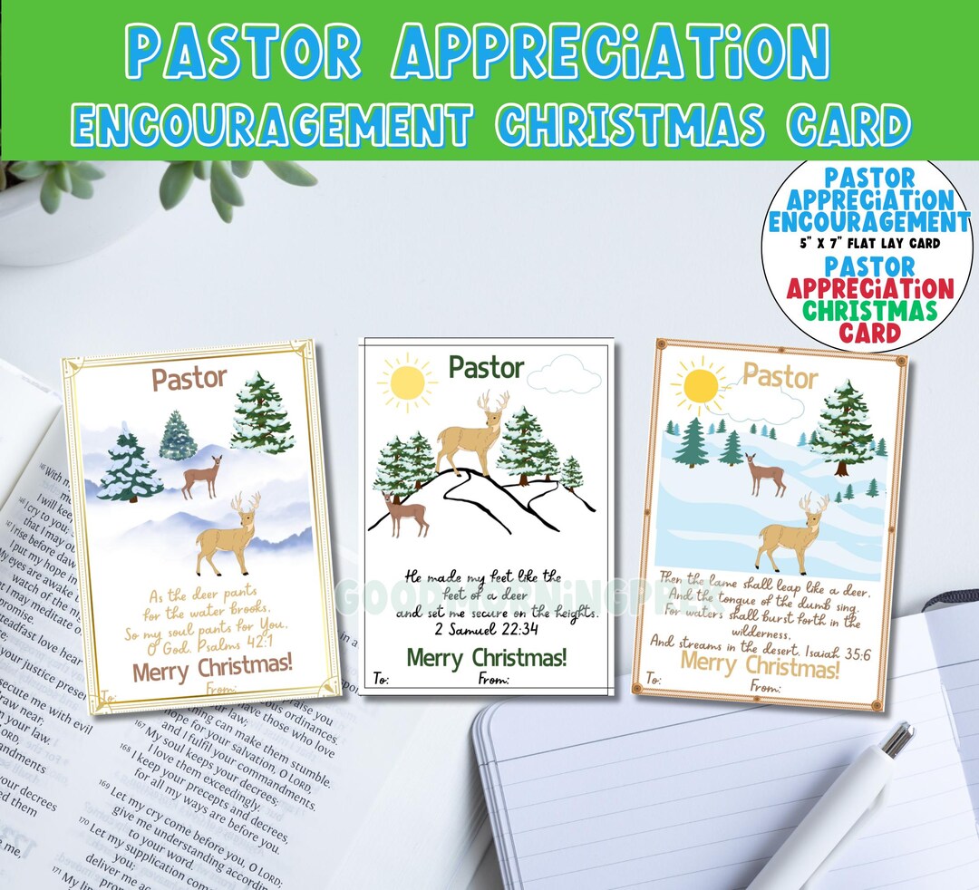 Pastor Appreciation Christmas Card Bundle Flat Lay (5