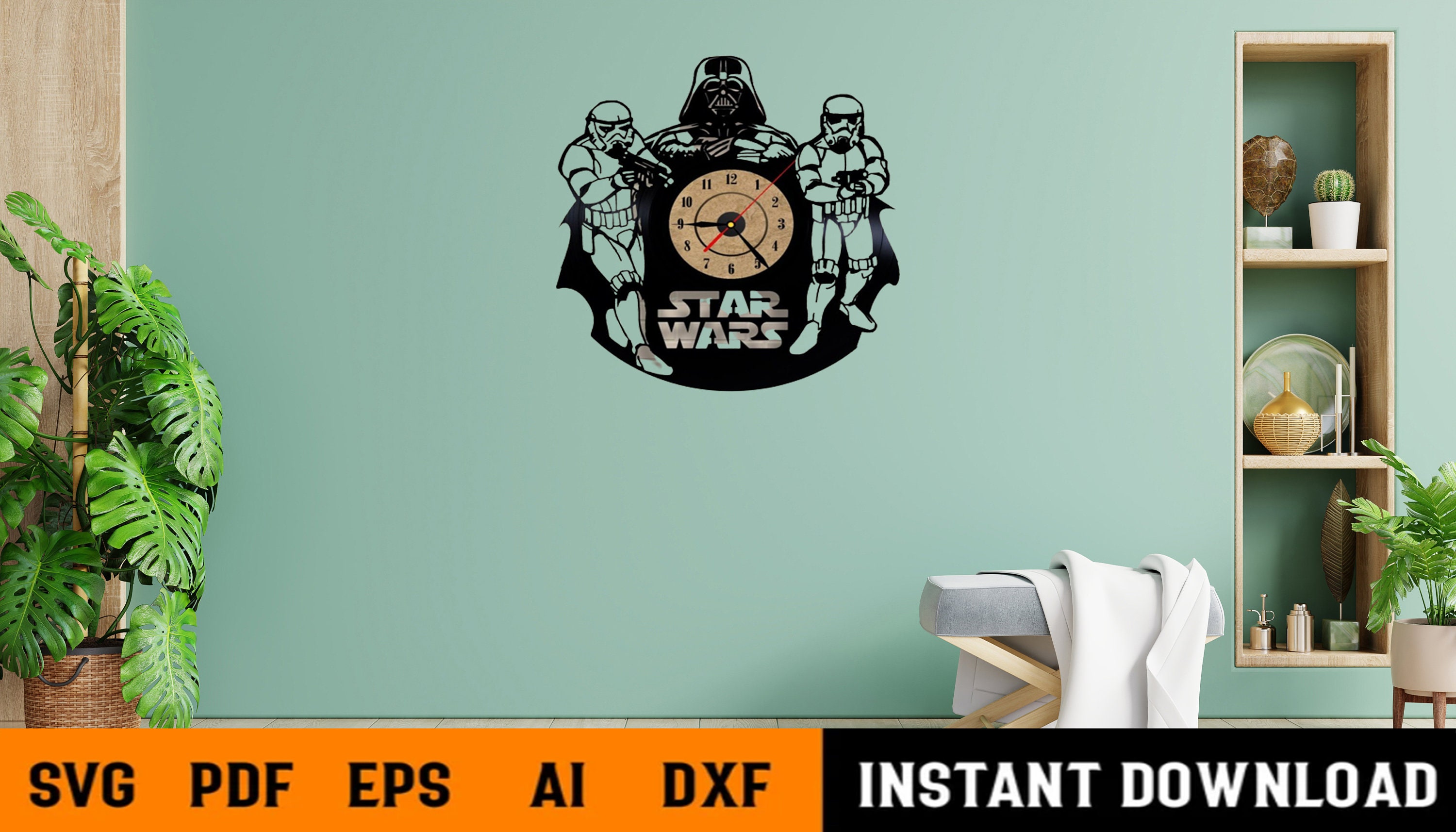 Laser Cut Star Wars Darth Vader Wall Clock and Storm Troopers CNC File ...