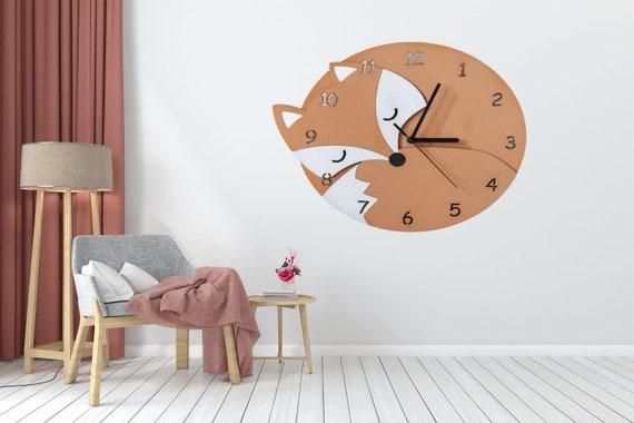 Laser Cut Fox Wall Clock With Numbers Kids Room Wall - Etsy