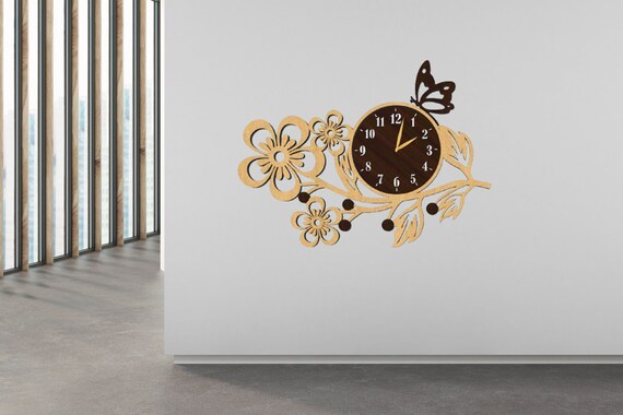 Laser Cut Flower Wall Clock Vector Decal Papercut - Etsy
