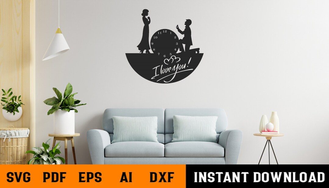 Laser Cut I Love You Clock CNC File, Laser Cutting File Dxf, Svg, Jpg ...