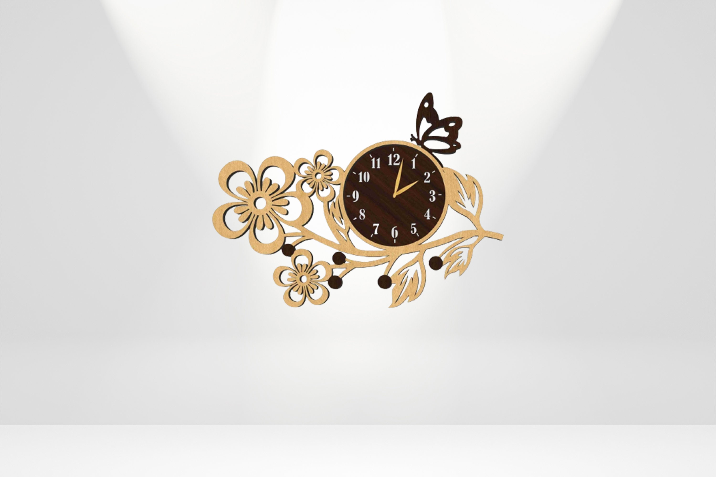 Laser Cut Flower Wall Clock Vector, Decal Papercut Template,wall Decor ...
