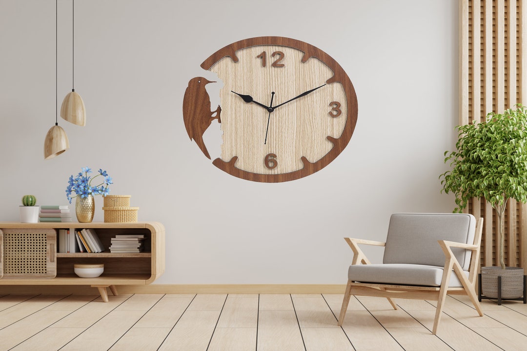 Woodpecker Style Wall Clock Modern Design Decorative Clock CNC File ...