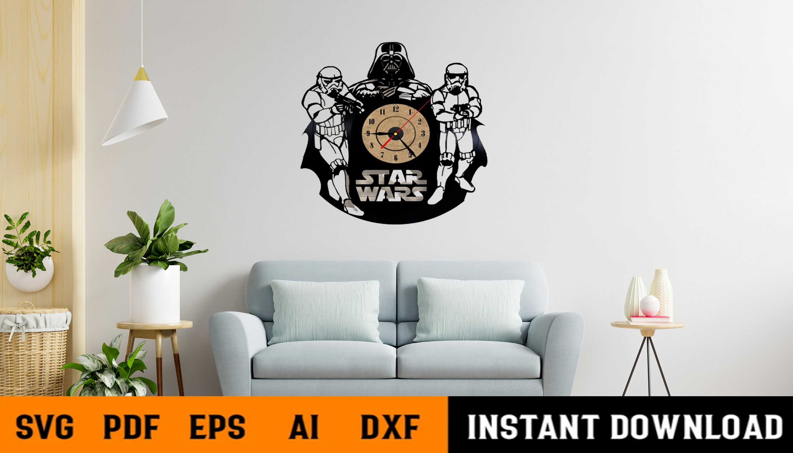 Laser Cut Star Wars Darth Vader Wall Clock and Storm Troopers CNC File ...
