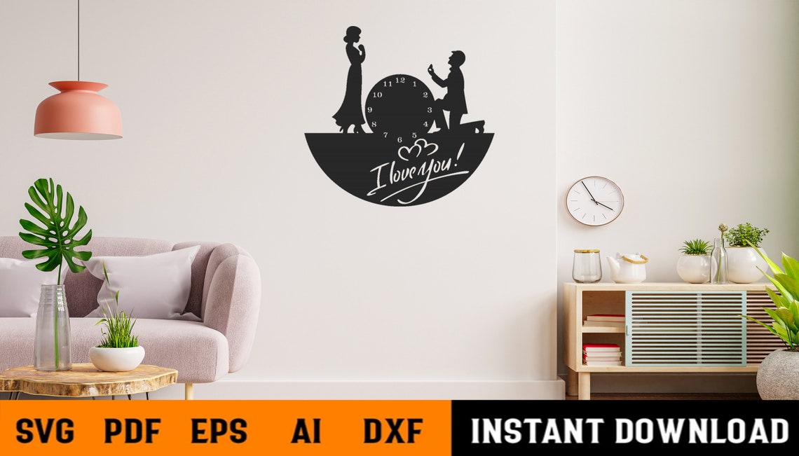 Laser Cut I Love You Clock CNC File, Laser Cutting File Dxf, Svg, Jpg ...