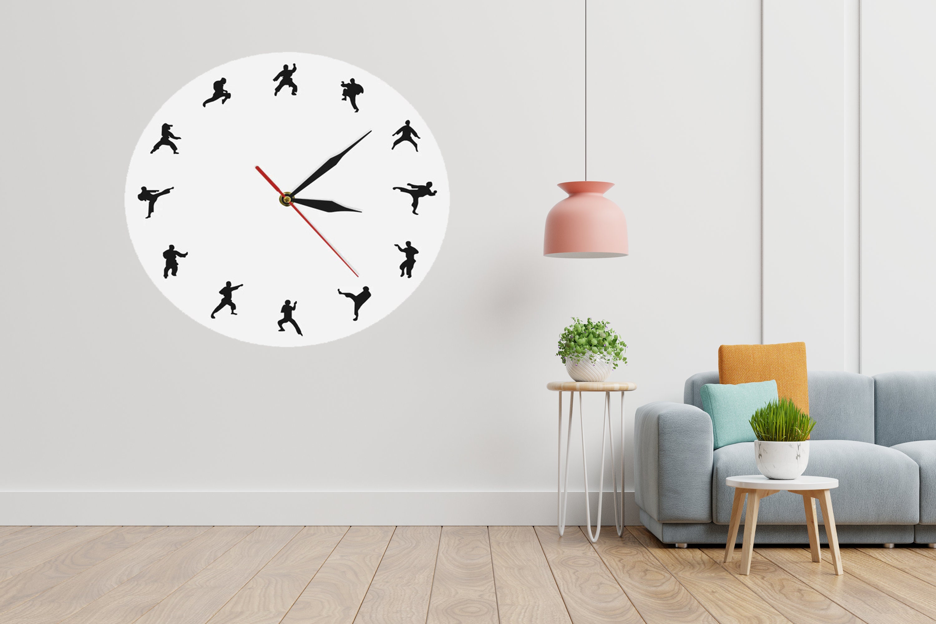 Laser Cut Karate Wall Clock Martial Arts Fighting Sports Kung Fu Wall ...