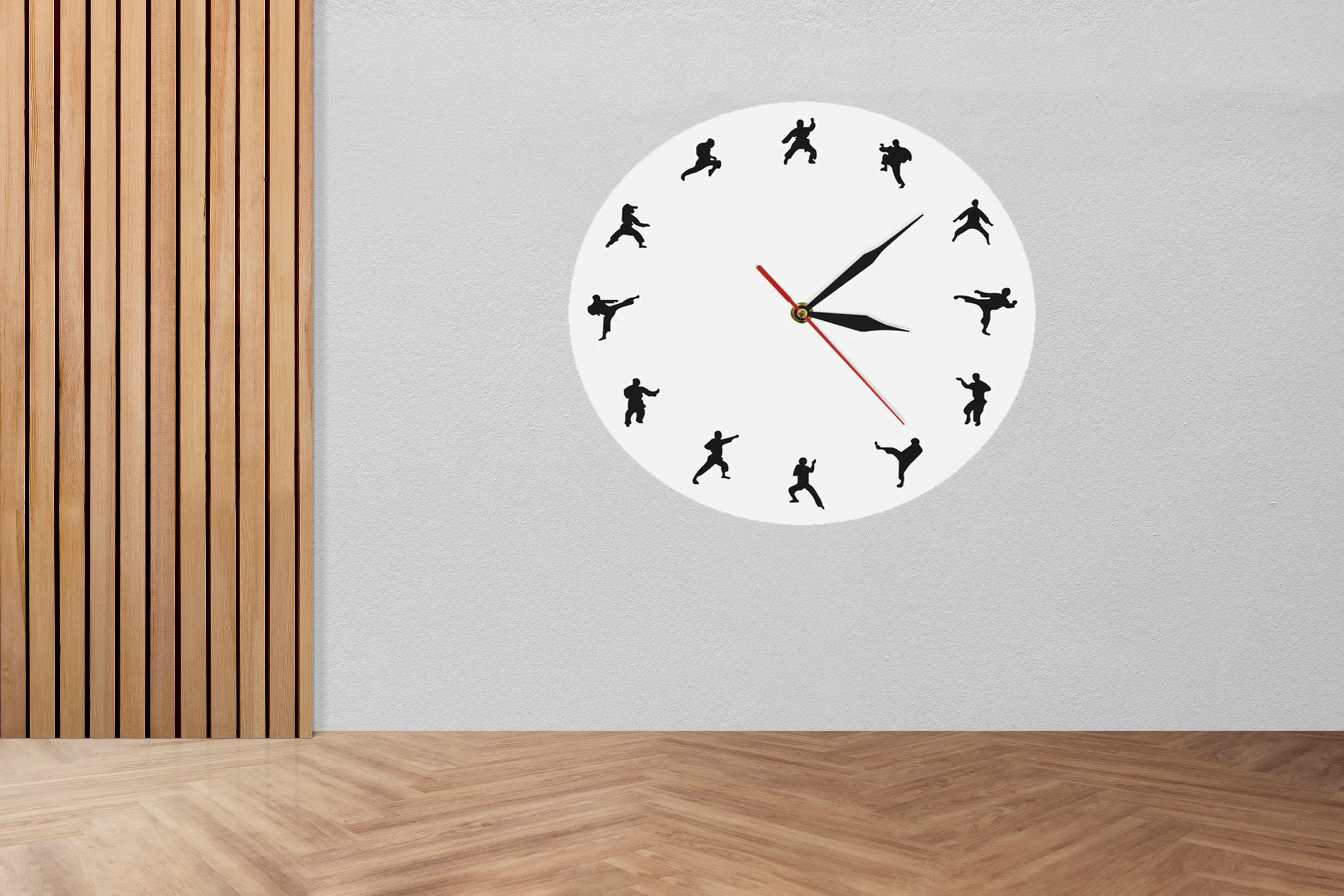 Laser Cut Karate Wall Clock Martial Arts Fighting Sports Kung Fu Wall ...