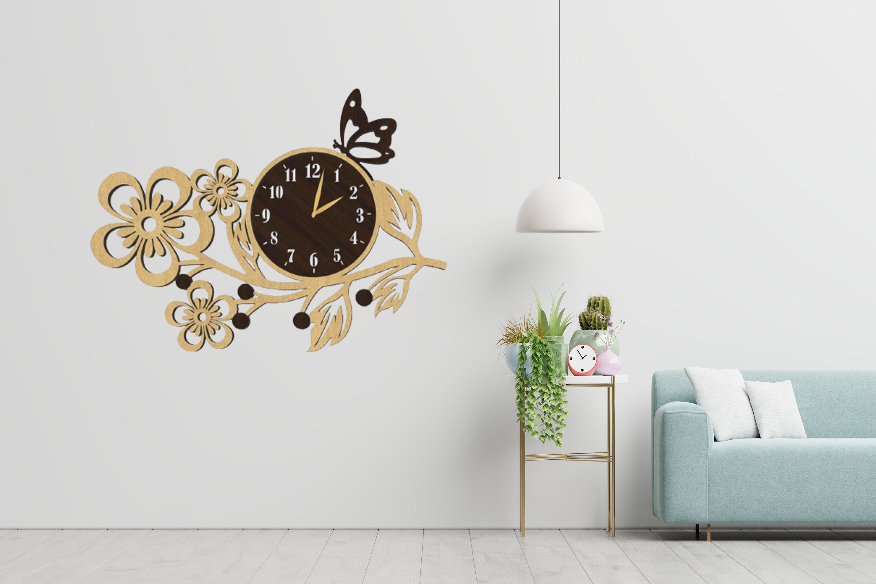 Laser Cut Flower Wall Clock Vector, Decal Papercut Template,wall Decor ...