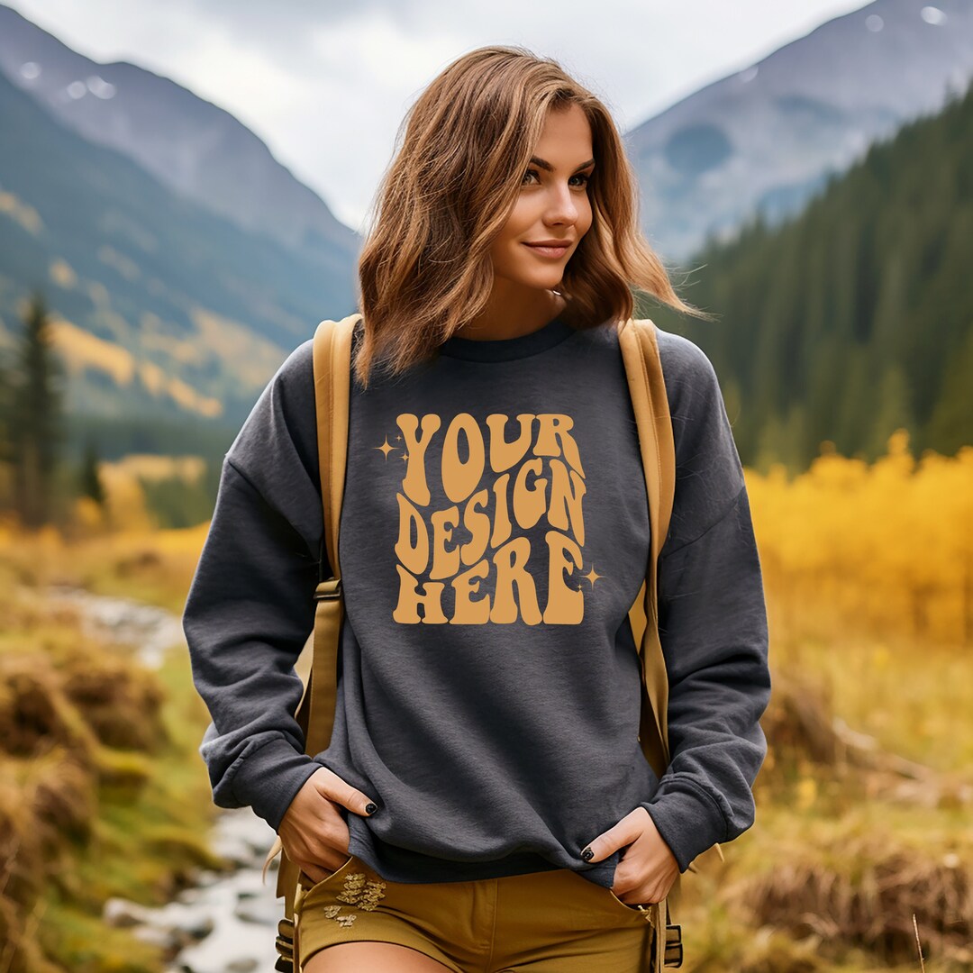 Gildan Dark Heather 18000 Mockup | Gray Sweater Mock up | Oversized ...