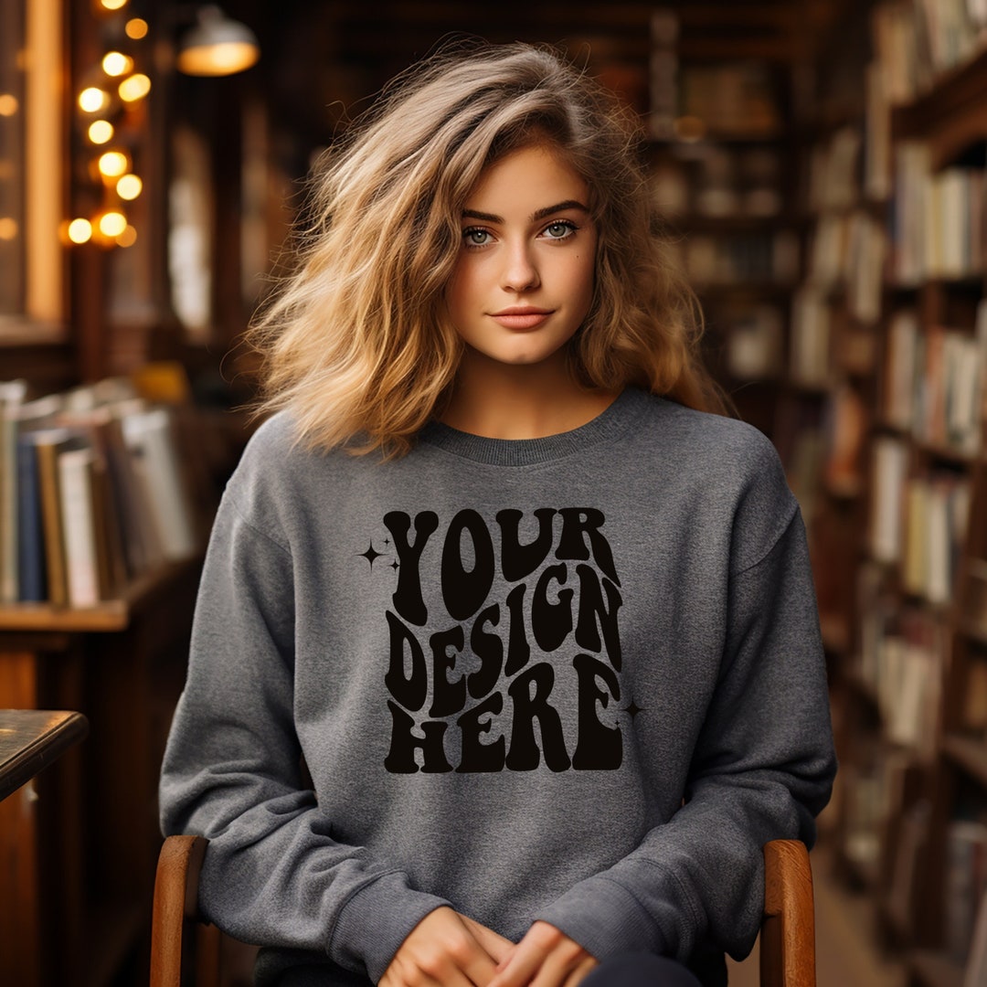 Gildan Dark Heather 18000 Mockup | G180 Gray Gildan Sweater Mock up ...