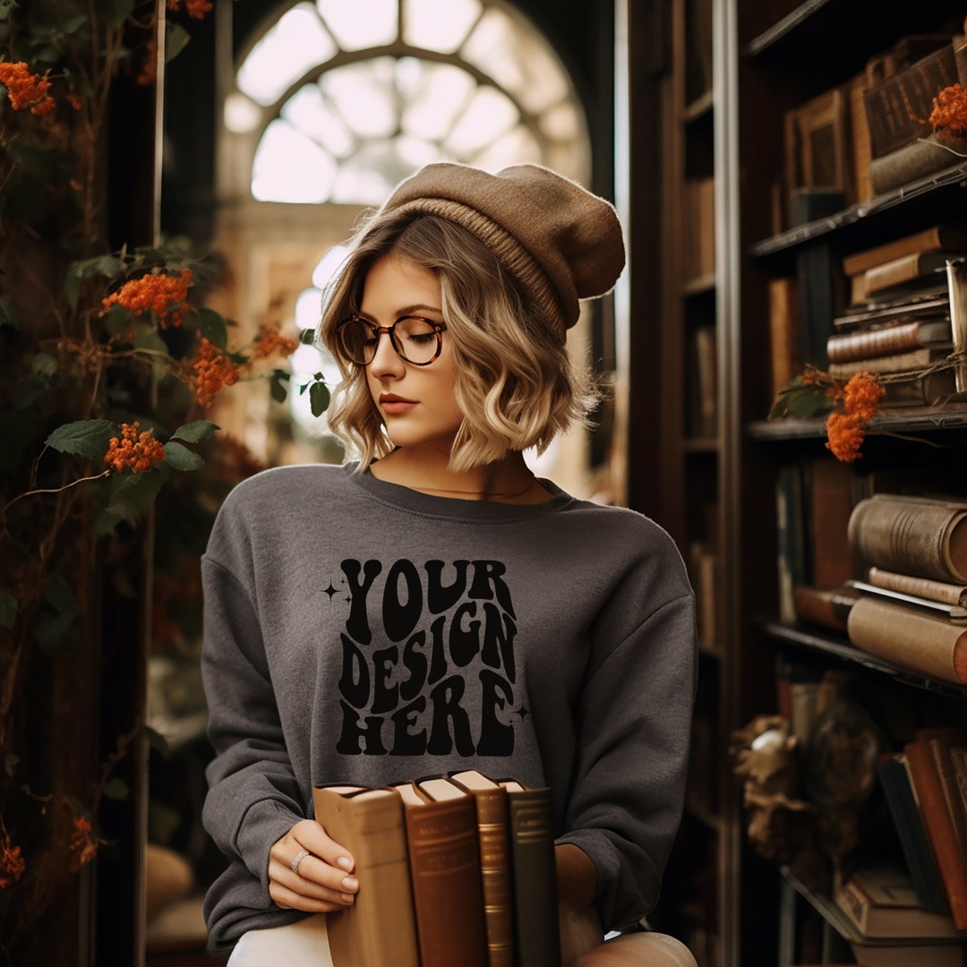 Gildan Dark Heather 18000 Mockup G180 Gray Gildan Sweater Mock up Grey ...