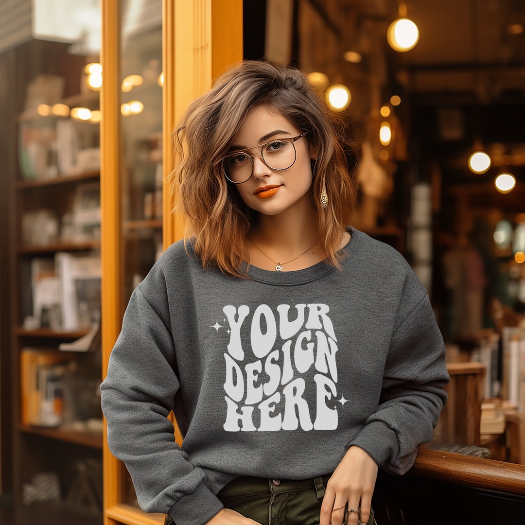 Gildan Dark Heather 18000 Mockup G180 Gray Gildan Sweater Mock up Grey ...
