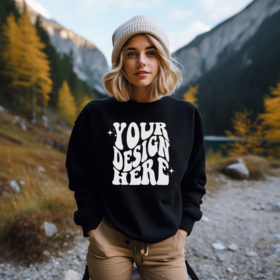 Gildan Black 18000 Mockup | Gildan Black Sweater Mock up | Oversized ...