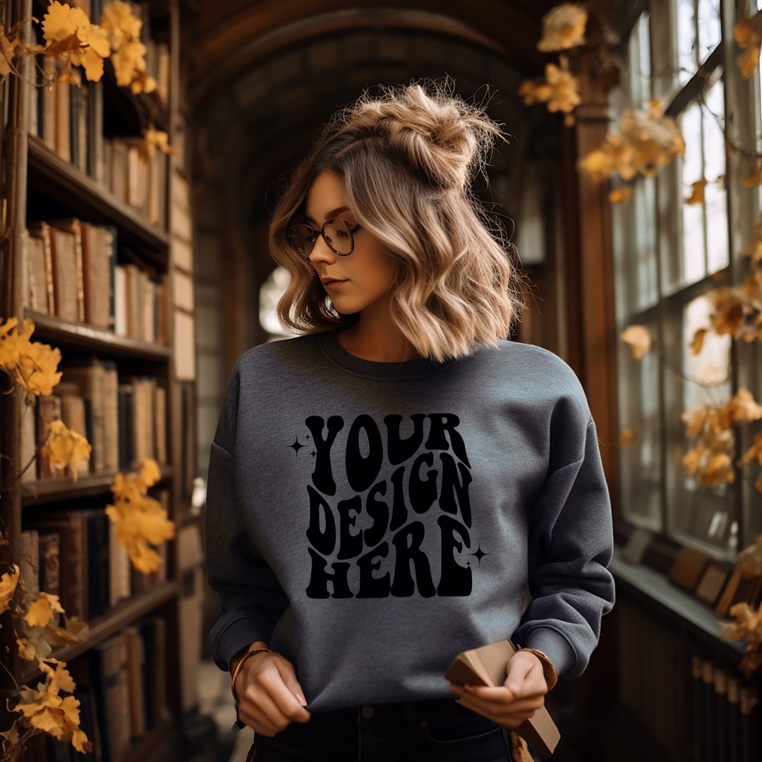 Gildan Dark Heather 18000 Mockup | G180 Gray Gildan Sweater Mock up ...